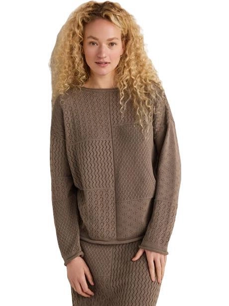 HAVEN WELL WITHIN Organic Cotton Mixed Stitch Roll Neck Sweater - Carbon