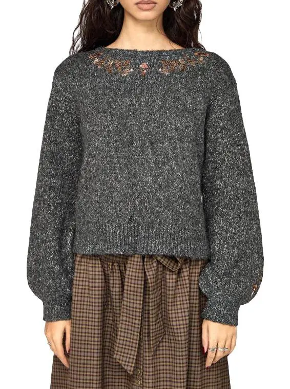 DISTURBIA Beatrix Mushroom Knit Sweater - Green