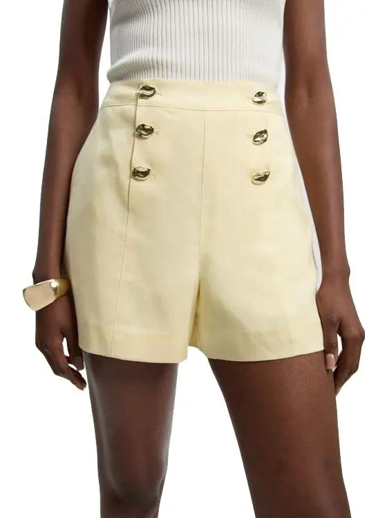 Karen Millen Tailored Button Detail Shorts - Lemon