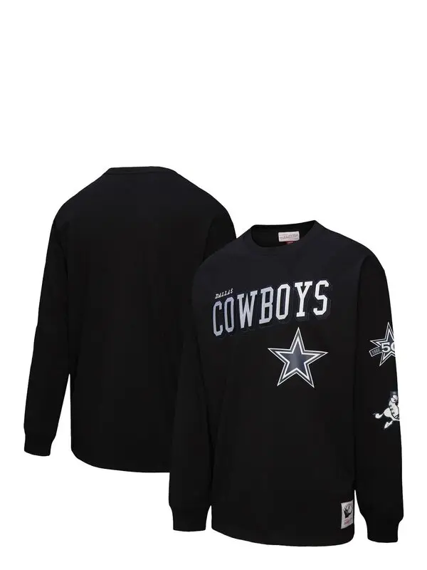 Mitchell & Ness Dallas Cowboys Training Camp Vintage Logos Long Sleeve T-shirt - Black