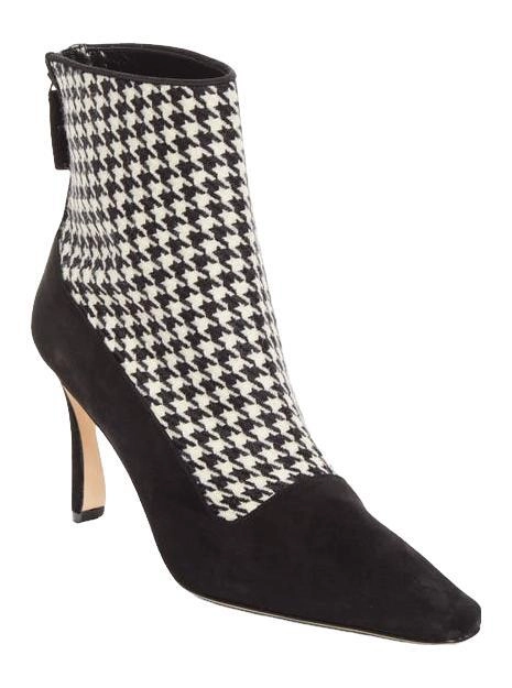 Manolo Blahnik Gosta Leather Ankle Boot - Black/ivory