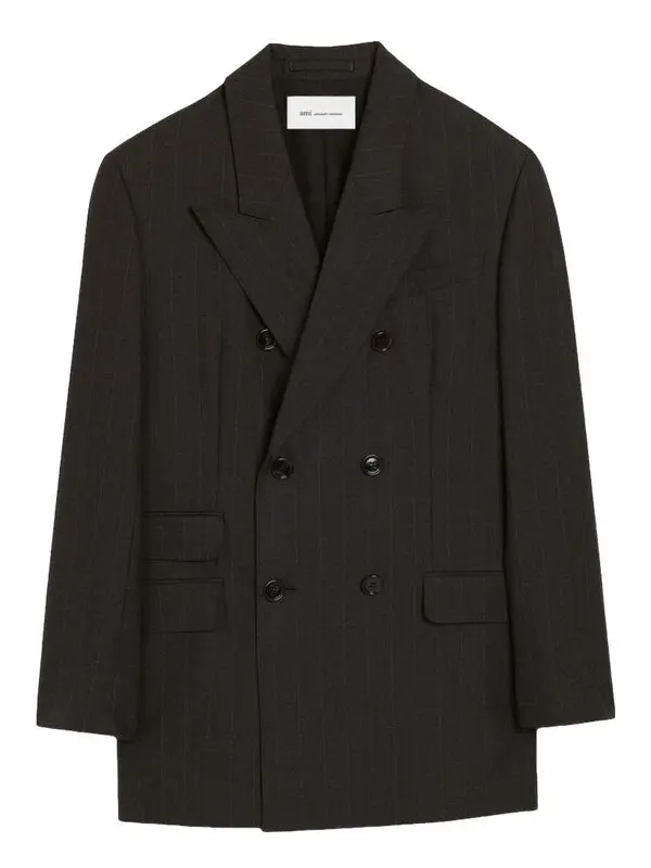 AMI Paris Wool Double-breasted Blazer Jacket - Multicolor