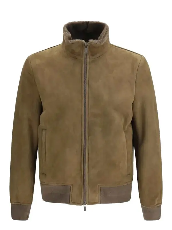 SALVATORE SANTORO Suede High-neck Jacket - Green