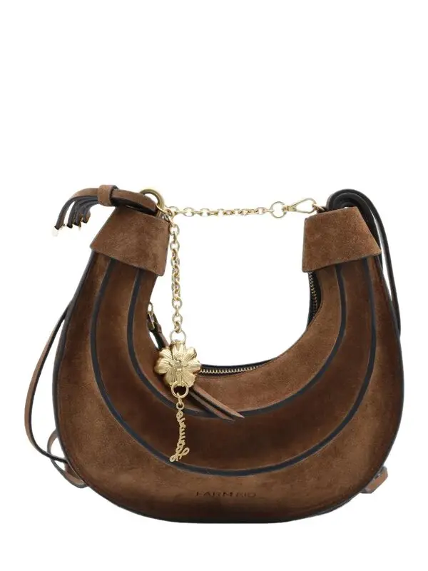 Farm Rio Suede Hobo Banana Bag - Brown