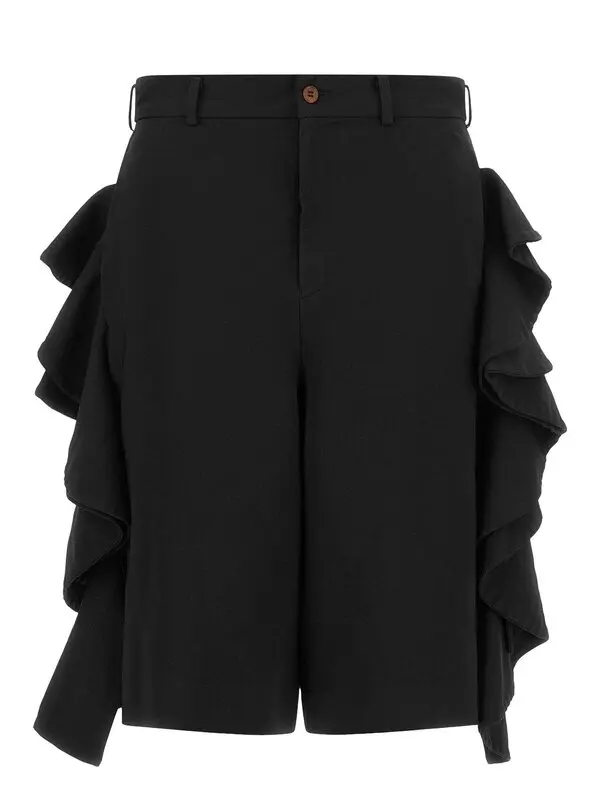 Comme Des Garçons Sculptural Ruffle Bermuda Shorts - Black