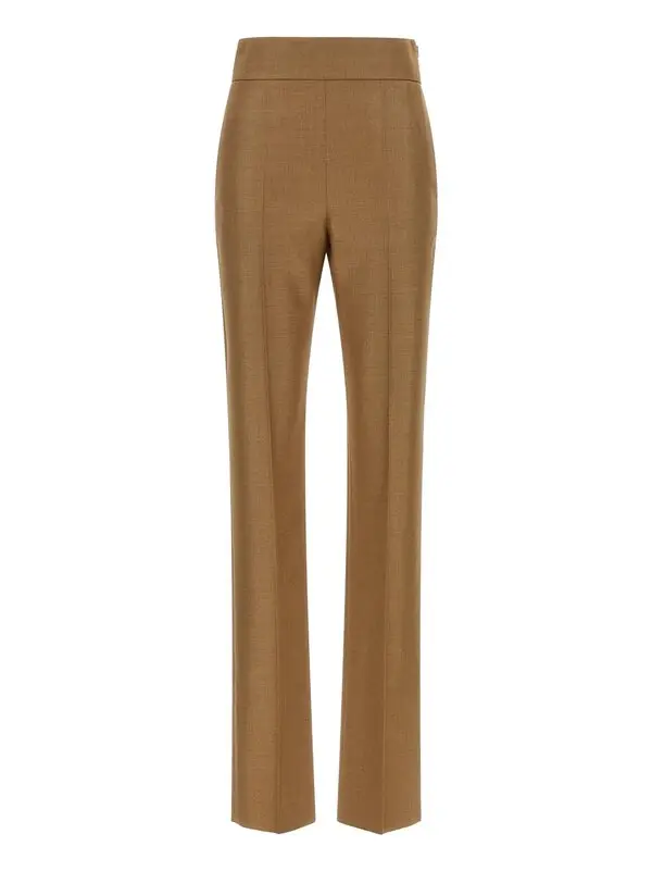 Valentino Garavani Textured Silk Wool Pants - Beige