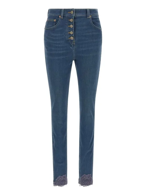 Valentino Garavani Lace Insert Jeans - Blue