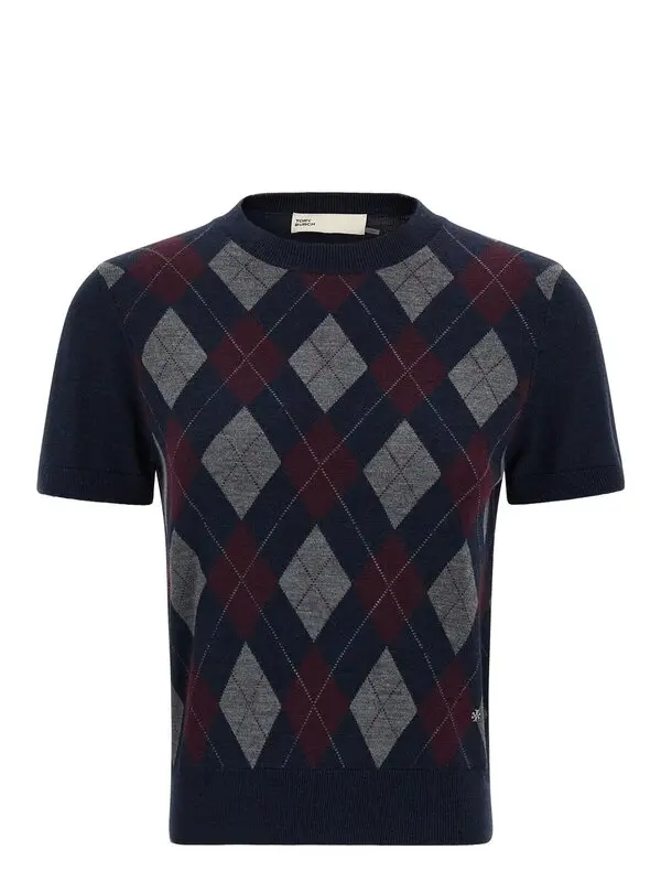 Tory Burch Argyle Sweater - Blue