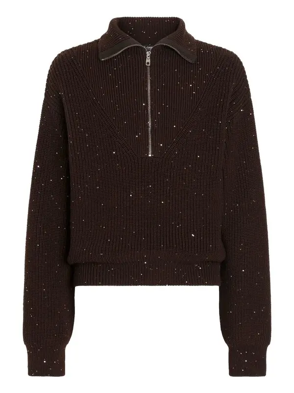Dolce & Gabbana Wool Turtleneck Pullover With Sequins - Brown