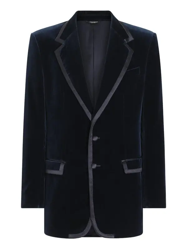 Dolce & Gabbana Sicilia Single-breasted Tuxedo Jacket In Velvet - Blue