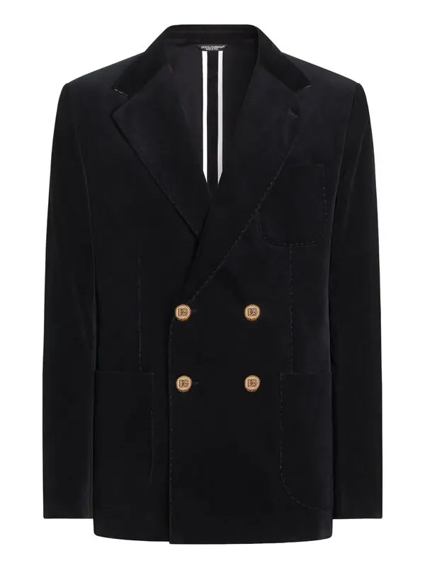 Dolce & Gabbana Portofino Double-breasted Velvet Jacket - Blue