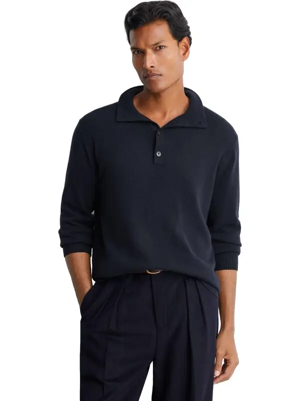 REISS Prince 100% Cashmere Funnel-neck Jumper - Navy