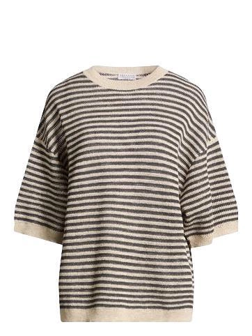 Brunello Cucinelli Sweater Size Linen, Polyester, Metallic Fiber, Polyamide - Grey