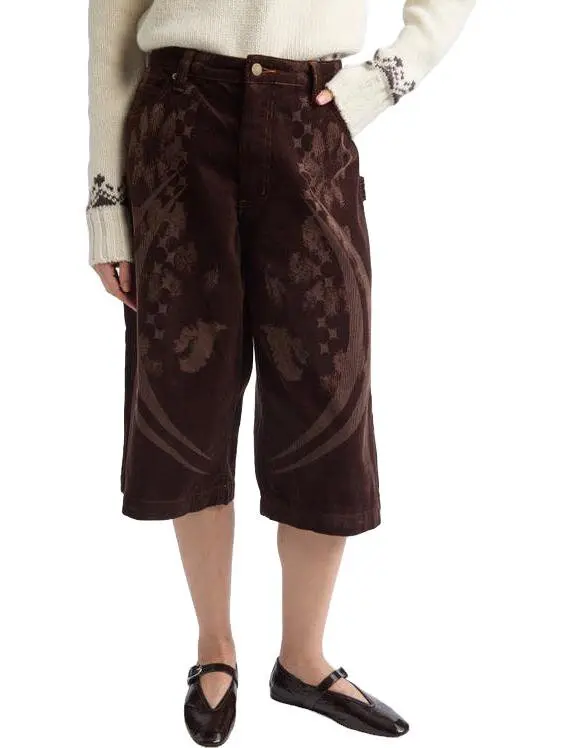 PAOLINA RUSSO Baggy Corduroy Bermuda Shorts - Brown
