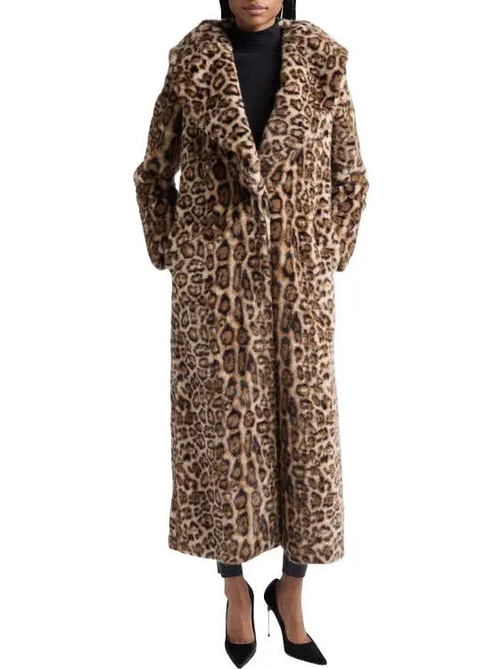 KIM SHUI Ashlyn Oversized Faux Fur Coat - Leopard