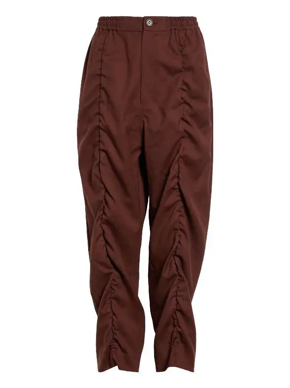 Undercover Ruched Wool Narrow Leg Pants - Brown