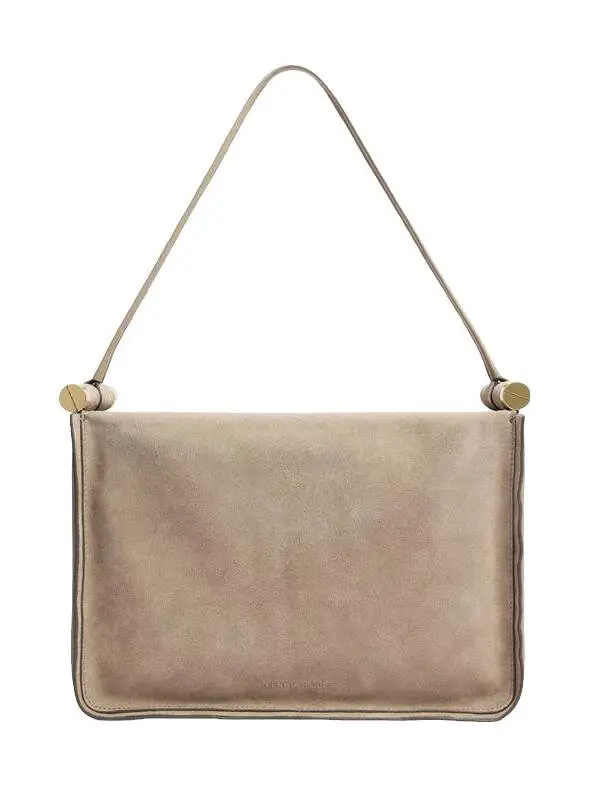 KENNETH COLE Highline Large Leather Shoulder Bag - Taupe