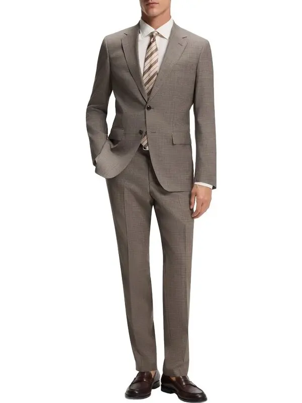 BOSS Huge Stretch Virgin Wool Suit - Dark Beige