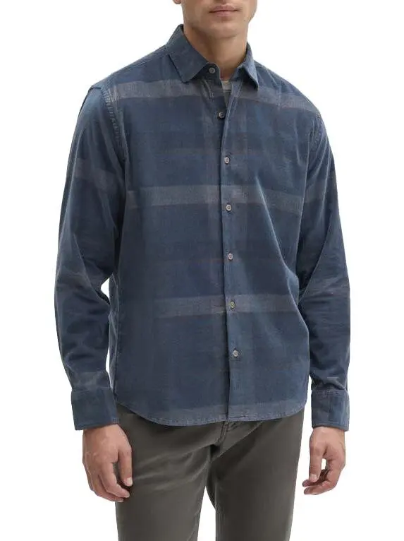 Robert Barakett Daban Long Sleeve Stretch Cotton Button Up Shirt - Navy