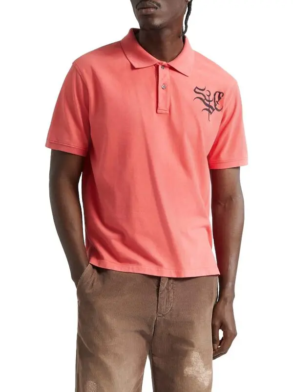 STOCKHOLM SURFBOARD CLUB George Embroidered Crest Organic Cotton Polo - Tomatini
