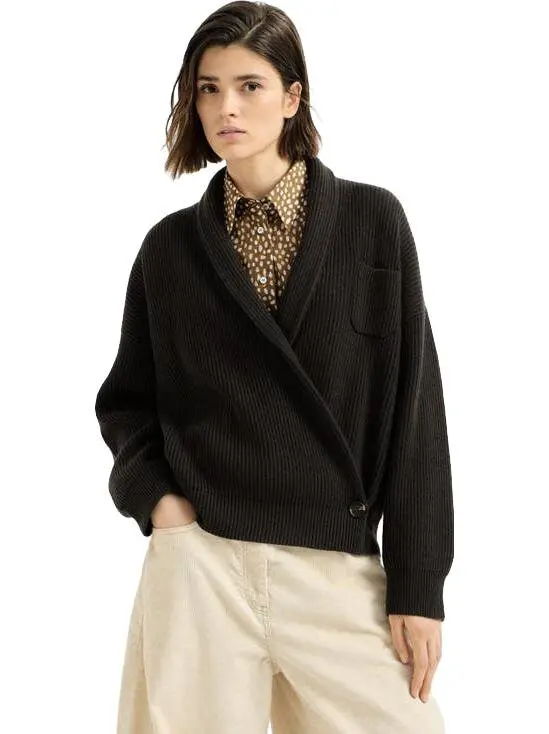Brunello Cucinelli Cashmere English Rib Cardigan - Coffee