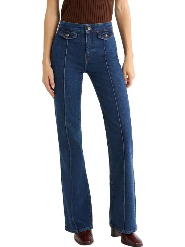Paige Sofia Pintuck Flare Jeans - Grazie