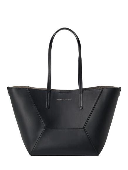 Brunello Cucinelli Bc Duo Small Bag In Calfskin With Monili - Black