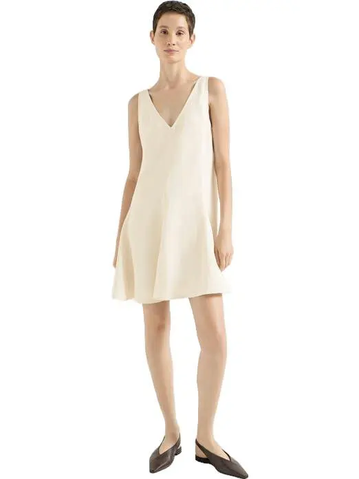 Brunello Cucinelli Viscose And Linen Fluid Twill Mini Dress - Ivory