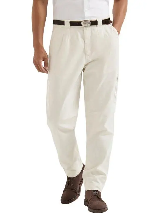 Brunello Cucinelli Peached Cotton Gabardine Trousers With Zipped Pocket - White