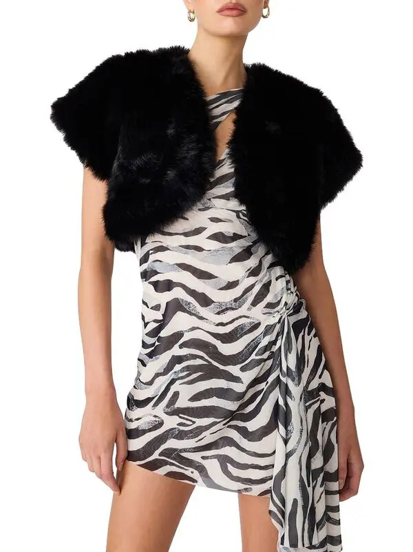 Steve Madden Jalen Faux Fur Bolero - Black