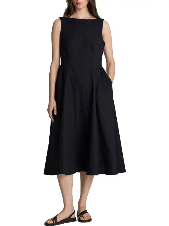 KENNETH COLE COLLECTION Bateau Neck Sleeveless Midi Dress - Black