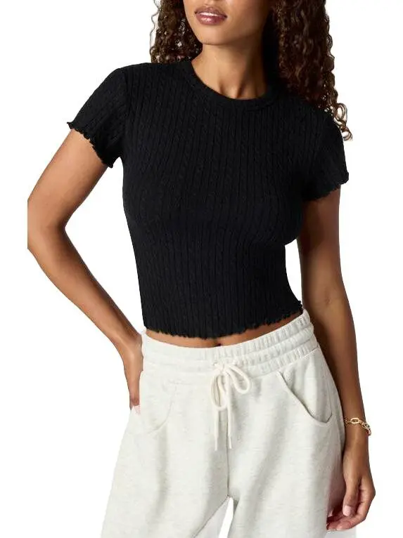 FLORENCE BY MILLS Cable Baby Tee - Black