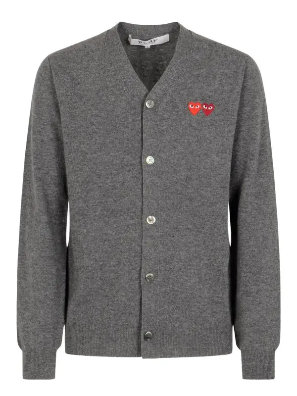 Play Comme Des Garcon Comme Des Garçons Play Heart-patch Knitted Cardigan - Black