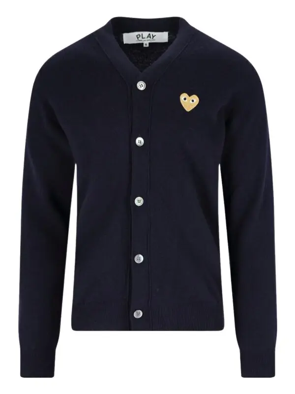 Play Comme Des Garcon Comme Des Garçons Play Logo Patch Knitted Cardigan - Black