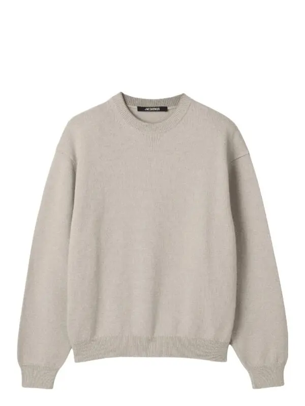 Jacquemus Logo Crew Neck Knitted Sweater - Beige