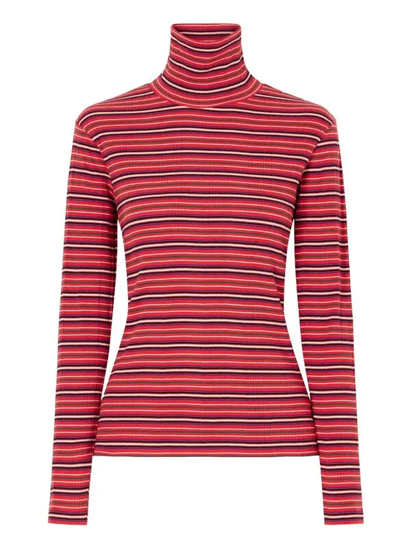 Dries Van Noten Ribbed Cotton Turtleneck T-shirt - Red