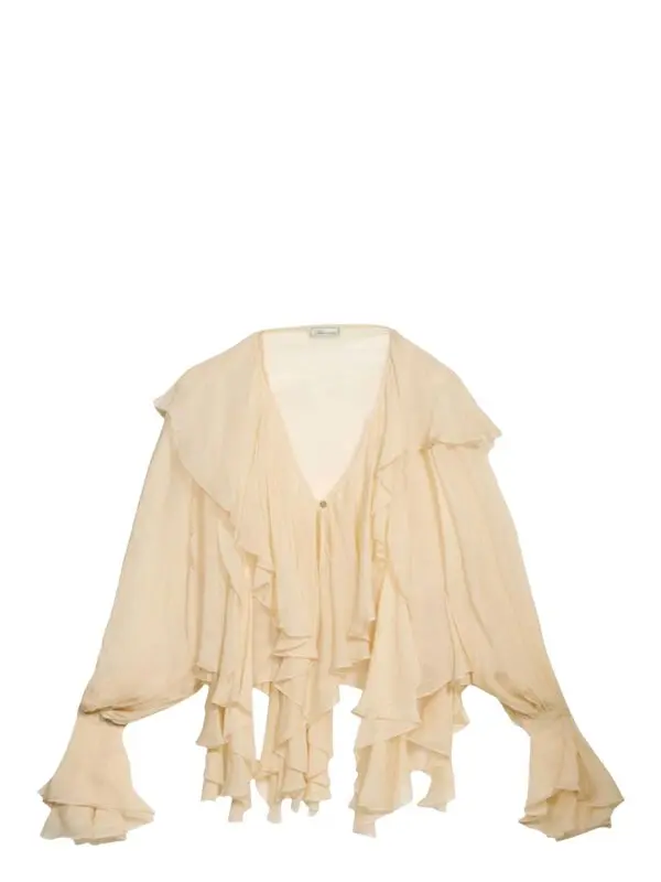 Blumarine Ruffled Crepe-de-chine Blouse - No