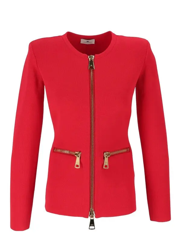 Elisabetta Franchi Knit Zip Cardigan - Red