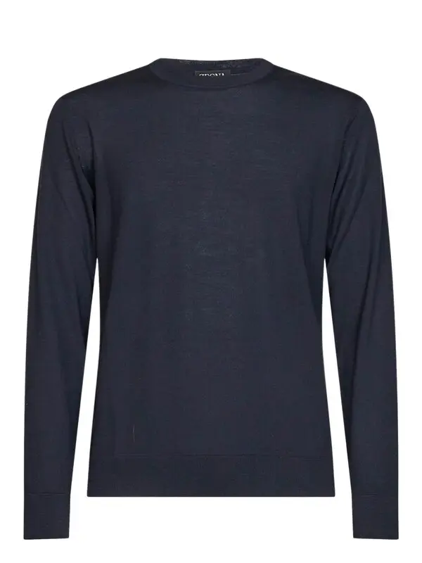Zegna Ribbed Crewneck Knitted Sweater - Black