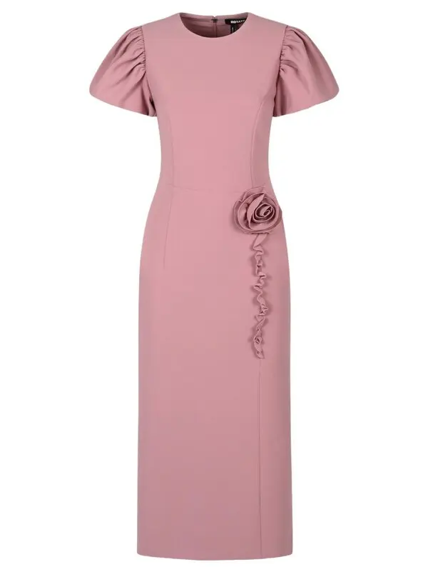ROTATE BY BIRGER CHRISTENSEN Puff-sleeve Floral-detail Dress - Pink