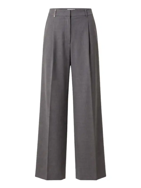 Peserico Pleated Wide-leg Tailored Trousers - Grey