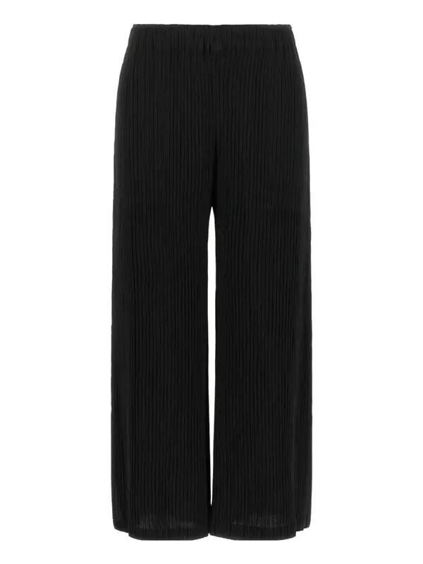 Issey Miyake Hatching Pleated Cropped Pants - Black