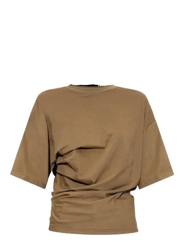 Christopher Esber Round Neck Pleated Top - Khaki