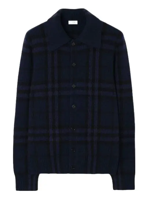 Burberry Craig Checked Cardigan - Navy