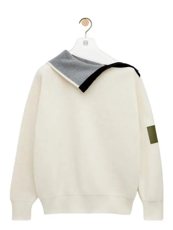 Loewe Contrast-trim Wool Sweater - White