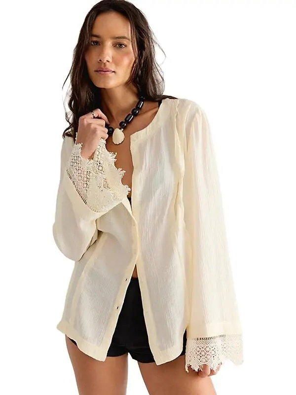 Free People Donni Blouse - Tofu