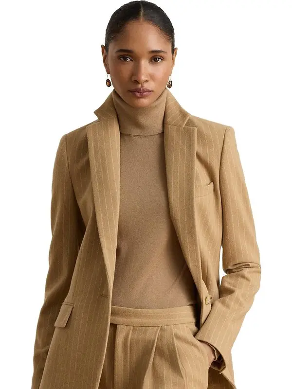 Ralph Lauren Pinstripe Wool-blend Twill Blazer - Tan Multi