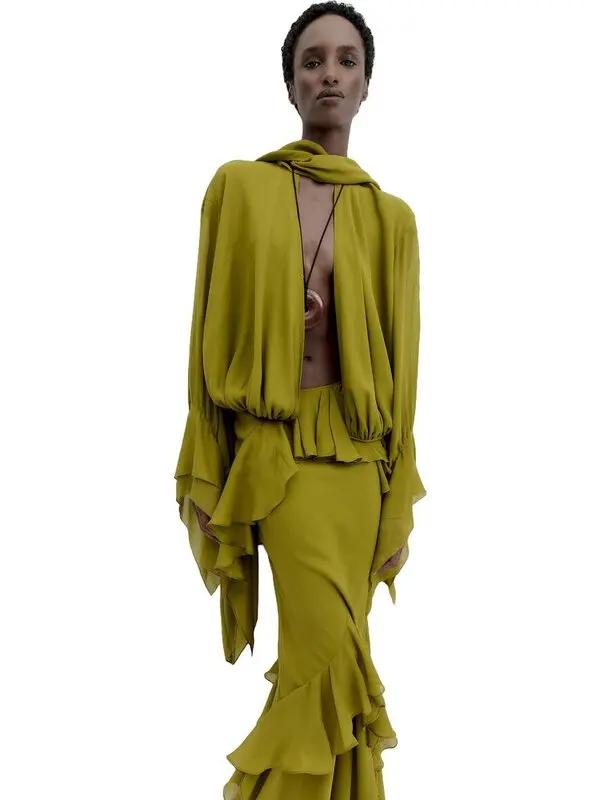 DE LA VALI Ambrose High-neck Top - Green