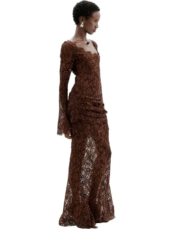 DE LA VALI Thulite Cotton-blend Maxi Dress - Brown