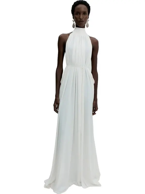 DE LA VALI Luminara High-neck Maxi Dress - Ivory